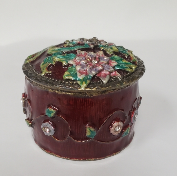 unbranded | Other | Vintage Hinged Trinket Box Enamel With Rhinestones ...